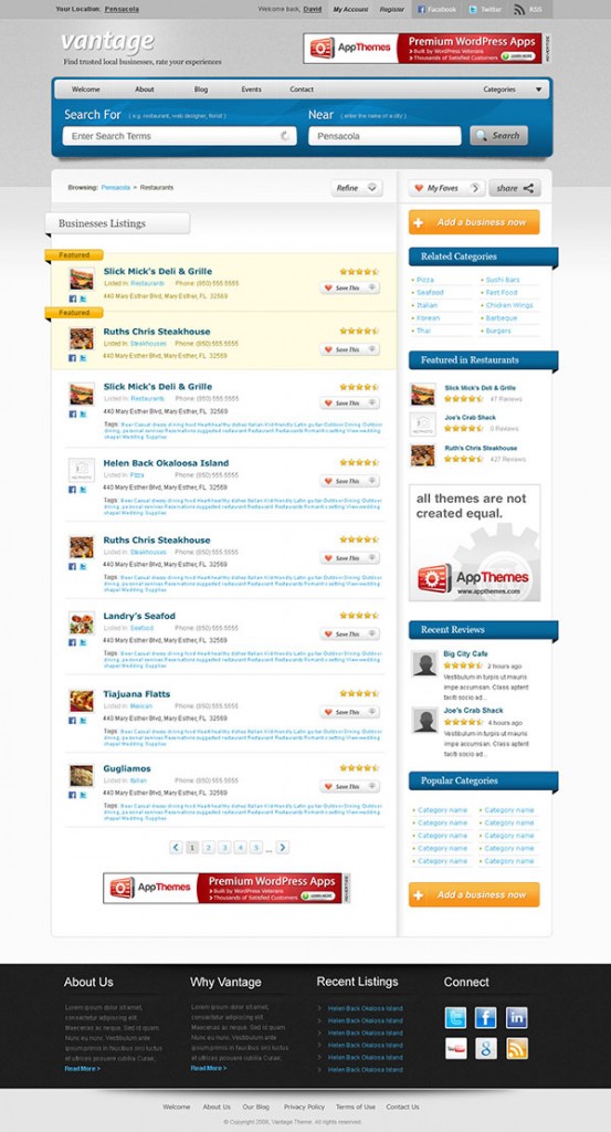 Vantage Business Directory Theme Preview | AppThemes