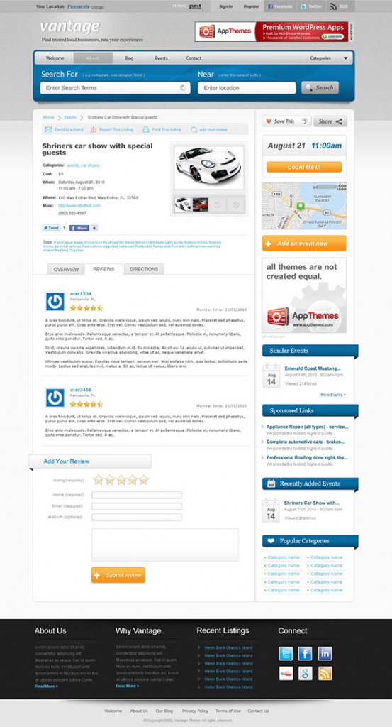 Vantage Business Directory Theme Preview | AppThemes