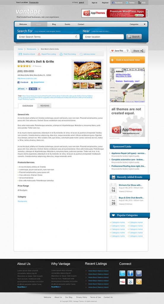 Vantage Business Directory Theme Preview | AppThemes